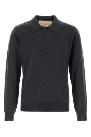 Valentino Garavani 100% Virgin Wool Polo Shirt - Grey