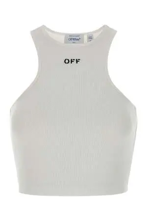 Off-White Stretch Cotton Cropped Top