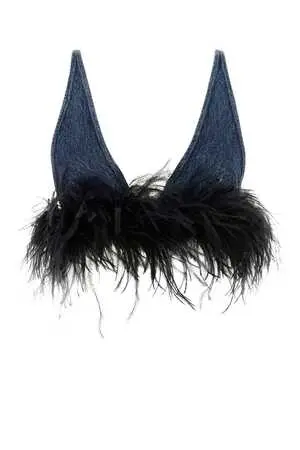 Miu Miu Miu Denim Crop Top - Blue