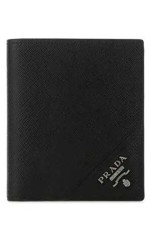 Prada 9 Cm X 10 Cm X 2 Cm Vitello Leather Wallet For - Black