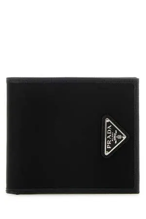 Prada Mini Fabric And Leather Wallet, 11 Cm X 9.5 Cm X 1.5 Cm - Black