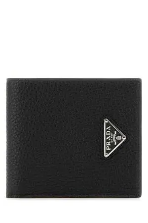 Prada 3-compartment Leather Wallet 11 Cm X 9.5 Cm X 1.5 Cm - Black