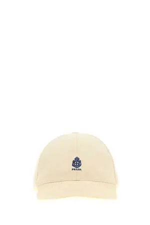 Prada Cotton Baseball Cap With Calfskin Leather Details