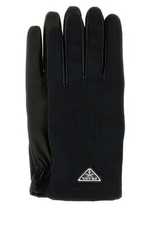 Prada Nylon And Nappa Leather Gloves - Black
