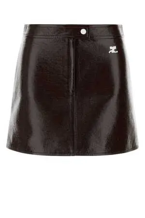 COURREGES High-shine Vinyl Mini Skirt - Brown