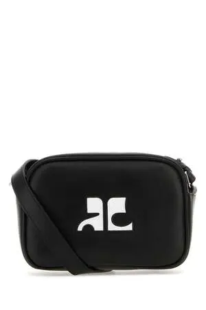 COURREGES Leather Shoulder Bag With Silver-tone Hardware - Black