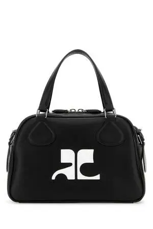 COURREGES Reedition Leather Handbag With Silver-tone Hardware - Black