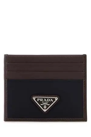 Prada Leather Card Holder With Silver-tone Hardware - Brown