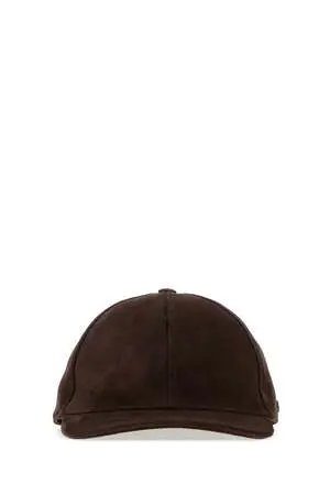 Valentino Garavani Suede Baseball Cap In Bovine Leather - Brown