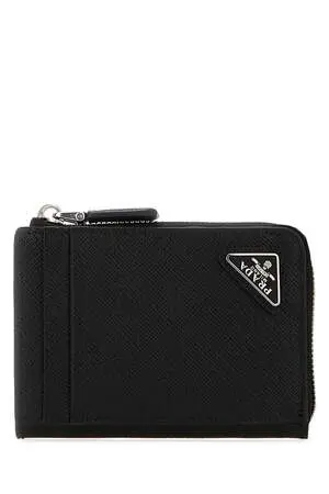 Prada Mini Leather Card Holder, 10.5 Cm X 7 Cm - Black