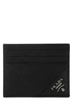Prada 10 Cm Mini Vitello Leather Card Holder - Black