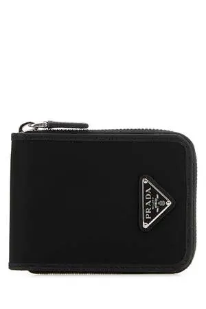Prada Practical Fabric Wallet With Silver-tone Hardware, 11 Cm X 9 Cm X 2 Cm - Black