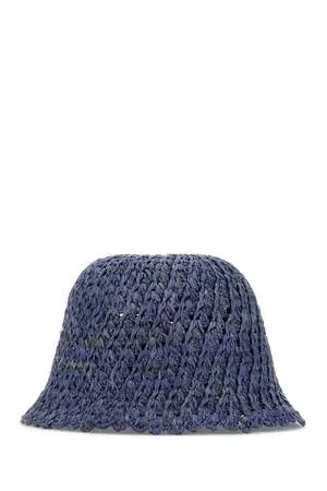 Helen Kaminski Raffia Crocheted Bucket Hat - Light Blue