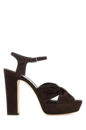 JIMMY CHOO Heloise 120 Suede Platform Sandals - Brown