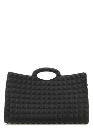Valentino Garavani Rubber-trim Nappa Leather Shopping Handbag, 40 X 25 X 17 Cm With 6 Cm Handle - Black