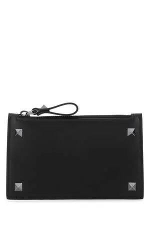 Valentino Garavani Rockstud Mini Leather Card Holder - Black