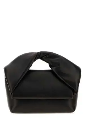 JW Anderson Mini Twister Leather Handbag With Antiqued Gold-tone Hardware - Black