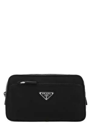 Prada Re-nylon Belt Handbag Pouch, 21 Cm Width X 12.5 Cm Height X 4.5 Cm Depth - Black