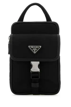 Prada Re-nylon Mini Phone Case With Crossbody Strap - Black