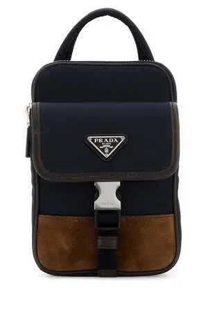 Prada Two-tone Mini Phone Case In Nylon And Suede With Crossbody Strap - Multicoloured