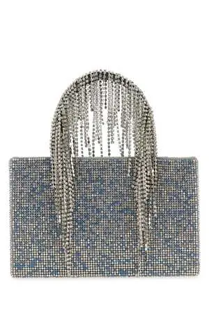 Kara Rhinestone Mini Handbag With Silver-tone Hardware - Light Blue