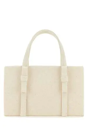 Kara Mini Ivory Canvas Handbag, 20 Cm - White