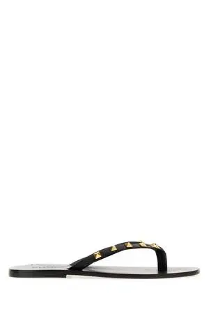 Valentino Garavani Rockstud Leather Thong Slippers For
