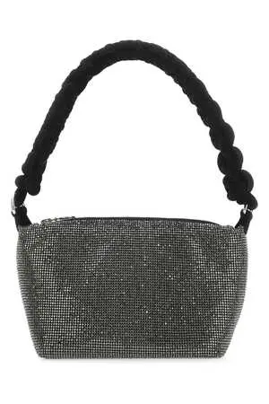 Kara Rhinestone-embellished Handbag, 21cm X 15cm X 10cm With 18cm Handle - Black