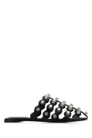 Alexander Wang Rexa Leather Slippers - Black