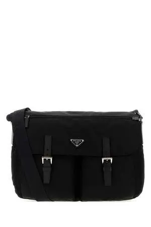Prada Practical Canvas Travel Handbag 36cm X 25cm X 17cm With Adjustable Shoulder Strap - Black