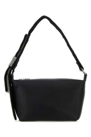 Kara Nappa Leather Shoulder Handbag With Silver Hardware, 18.5cm X 15cm X 12cm - Black