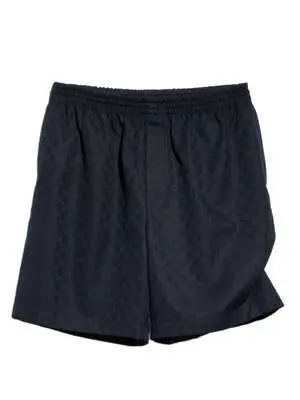 Gucci Gg Cotton Canvas Shorts With Elastic Waist And Drawstring - Blu