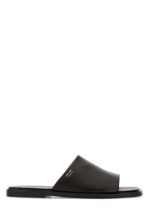 Prada Prada Men's Leather Slippers With Rubber Sole Brown
