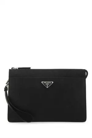 Prada Mini Leather Clutch Bag 25cm X 17cm X 5cm - Black