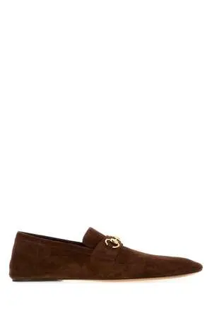 Gucci Suede Loafers With Leather Sole - Brown