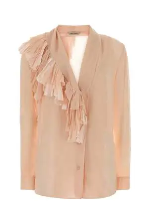 Alberta Ferretti Ruffled Silk Shirt - Pink