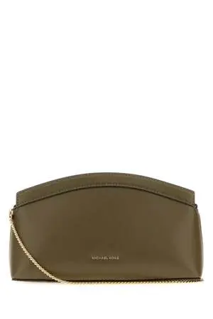 Michael Kors Small Athena Leather Clutch With Adjustable Shoulder Strap - Green