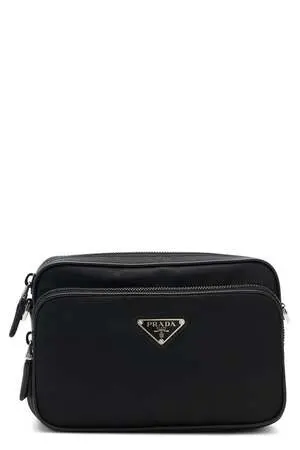 Prada Re-nylon Crossbody Handbag With Silver-tone Hardware - Black