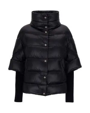 Herno Quilted Puffer Cape Jacket With Stand Collar