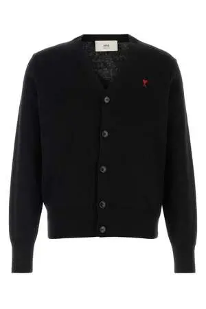 AMI Paris Merino Wool Cardigan - Black