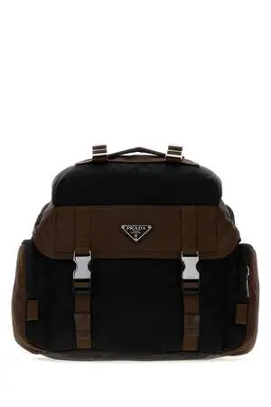 Prada Two-tone Re-nylon Mini Crossbody Handbag With Silver Metal Finish - Multicoloured