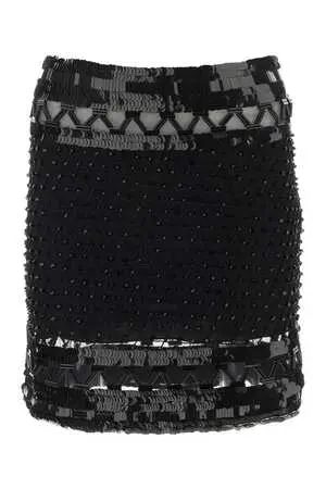 Alberta Ferretti Embellished Mesh Mini Skirt - Black