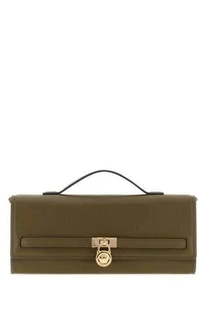 Michael Kors Medium Hamilton Moderne Leather Handbag With Top Handle & 31 Cm Shoulder Strap - Green