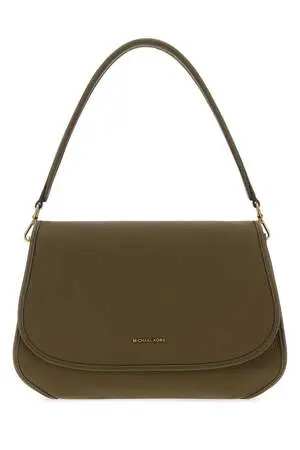 Michael Kors Holmes Leather Shoulder Handbag, 30 Cm - Green
