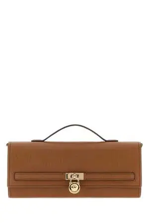 Michael Kors Medium Hamilton Moderne Leather Handbag With Gold Hardware, 31 Cm Width - Brown