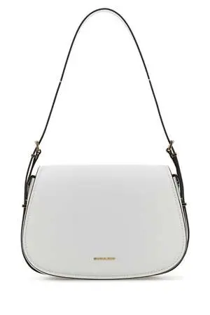 Michael Kors Moore Mini Shoulder Handbag In Leather With Gold Hardware - White