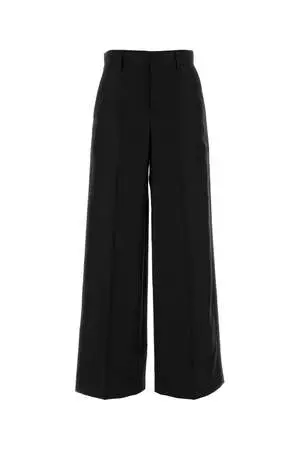 Alberta Ferretti Wool-silk Wide-leg Trousers - Black