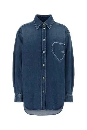 Moschino Denim Shirt With Statement Styling - Blue