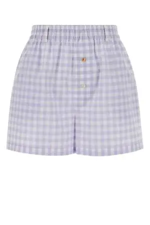 Moschino Embroidered Cotton Gingham Shorts - Checked