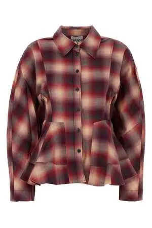GANNI Embroidered Flannel Shirt